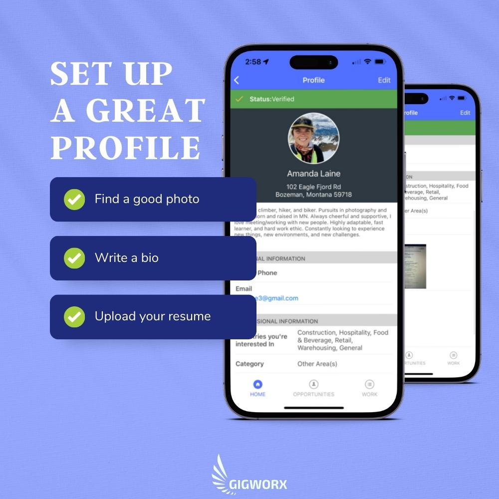 How to set up a great profile on the GigWorx App